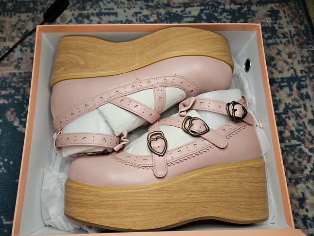 Metamorphose Wood Platform Ribbon Shoes in Pink LL - Shoes - Lace ...