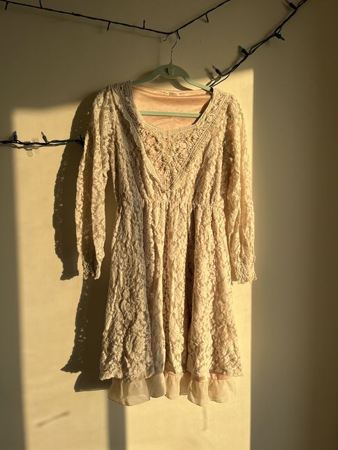 Axes Femme - Cream Lace Dress with Pearls Plus Size Friendly - Dresses ...