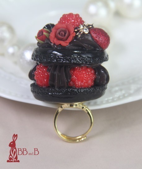 BB & B Deco Dark Sweets Goth Chocolate Ganache Macaron Ring by BB and B Deco - like new ...