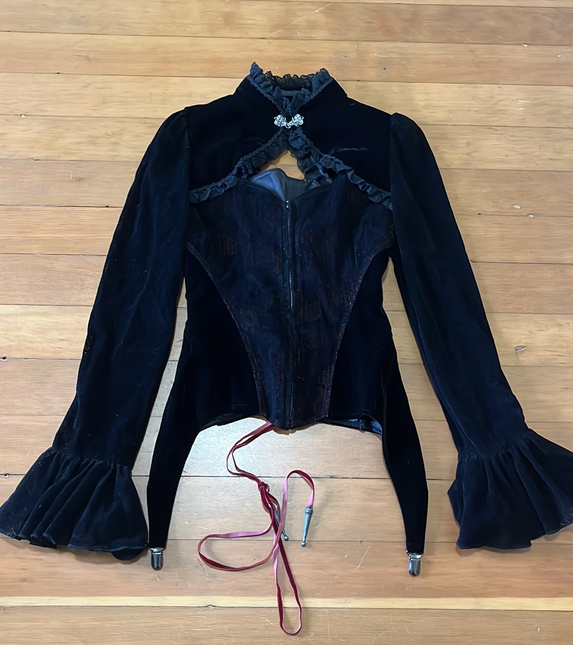 Punk Rave Black/Red Gothic Velour Vampire Blouse - Blouses - Lace ...