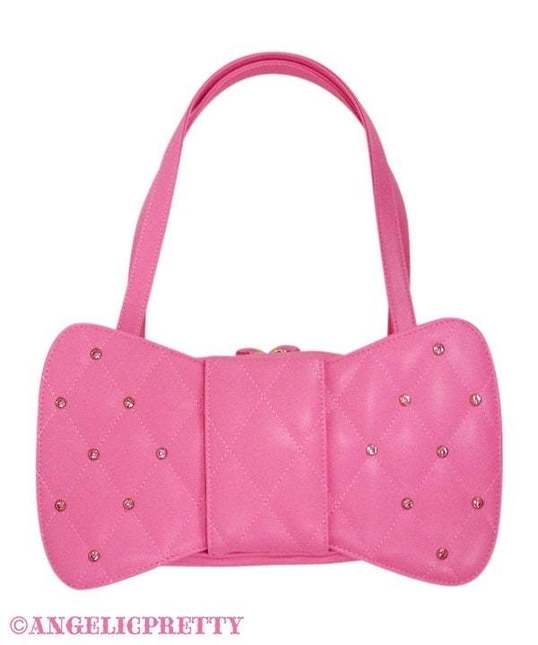 Angelic Pretty Quilted Gem Ribbon Bag in Dark Pink - Bags and Purses ...