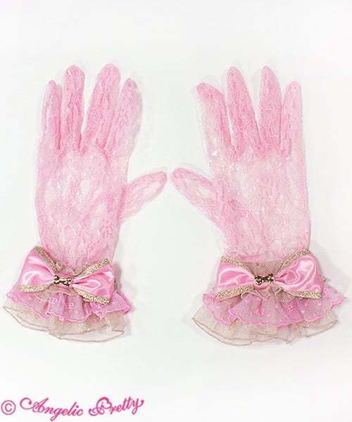 Angelic Pretty Elegant Princess gloves Pink x Gold - Gloves and ...