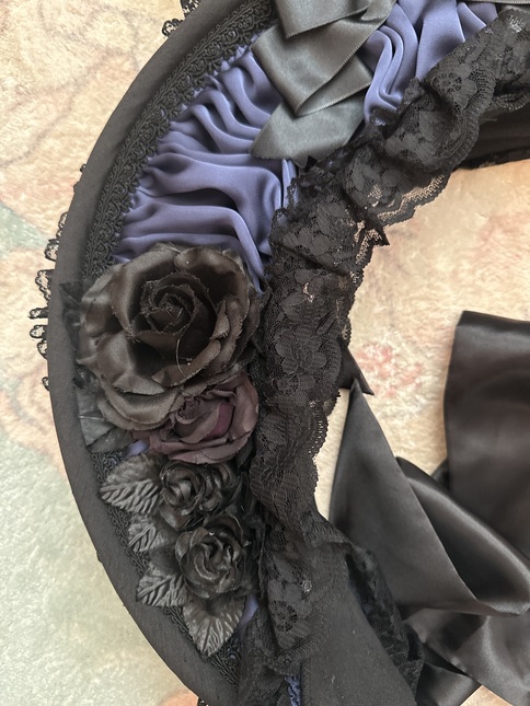 Triple Fortune ~ Rose Half Bonnet ~ Black x Blue - Hair Accessories ...