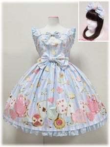 PLUS Size friendly - Angelic Pretty - Wonder Cookie JSK & Headbow - Sax ...