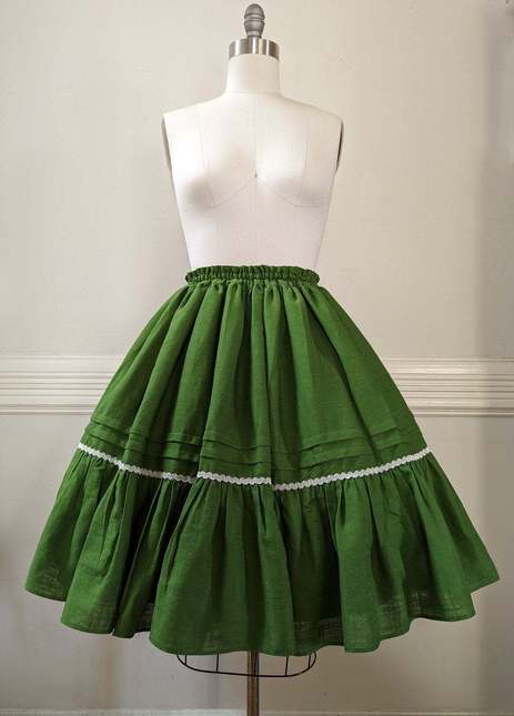 The Black Ribbon Monika Skirt in Green Linen - Skirts - Lace Market ...