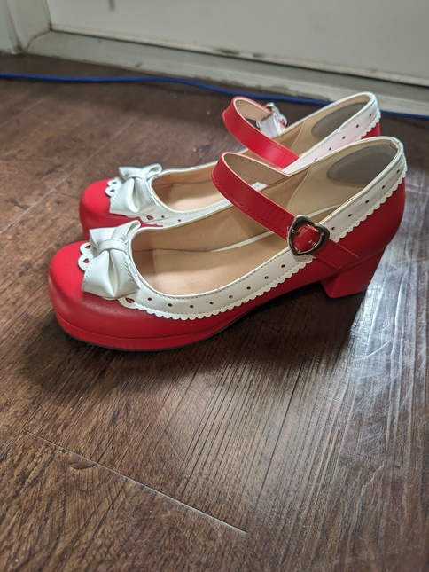 Red and White Size 42 Sweet Shoes - Shoes - Lace Market: Lolita Fashion ...