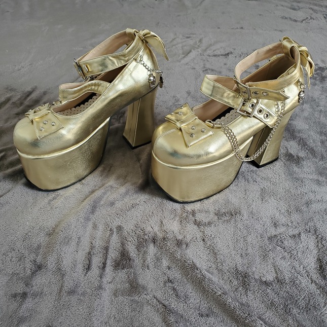 Antaina - Bow Shoes - Gold - Shoes - Lace Market: Lolita Fashion Sales
