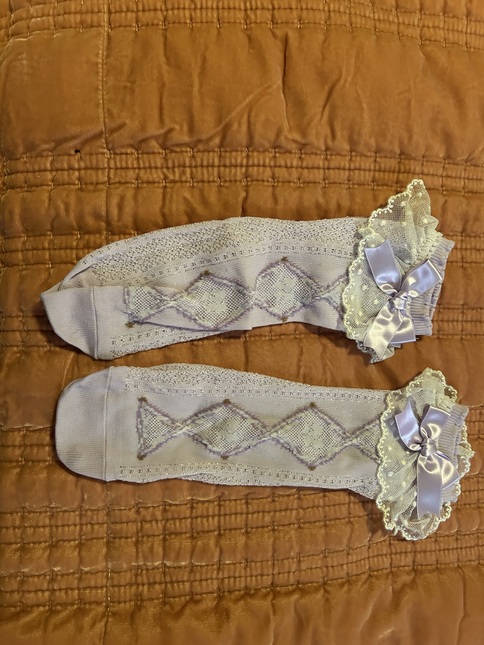 Angelic Pretty lavender lace up crew socks - Socks and Tights - Lace ...