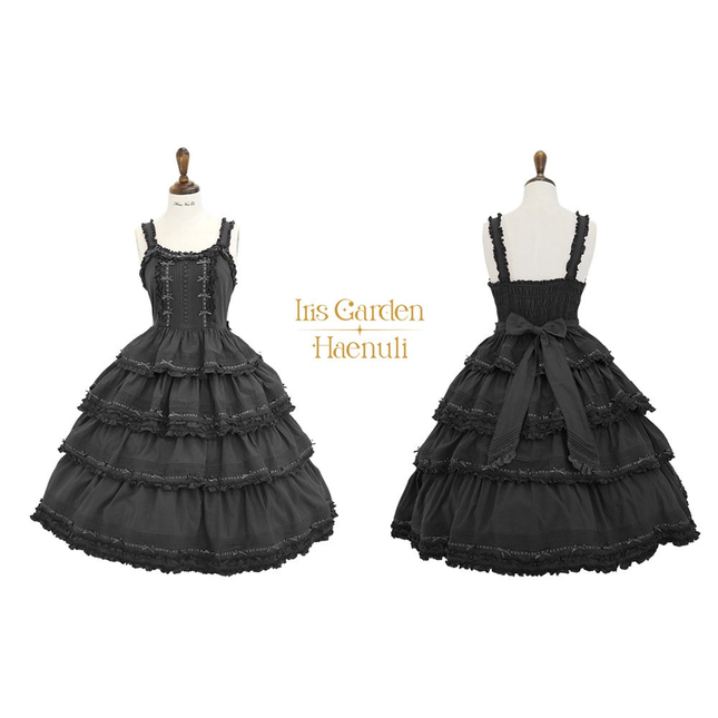 Max Bust 145cm! Haenuli Dreaming Afternoon pintuck JSK Black 2X/3X WITH ...