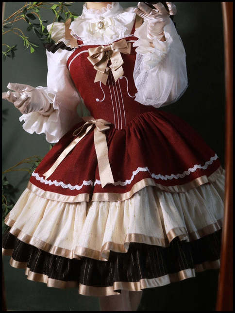 Krncrlo Wine Red Cello 3-tier JSK dress NWOT - Dresses - Lace Market ...