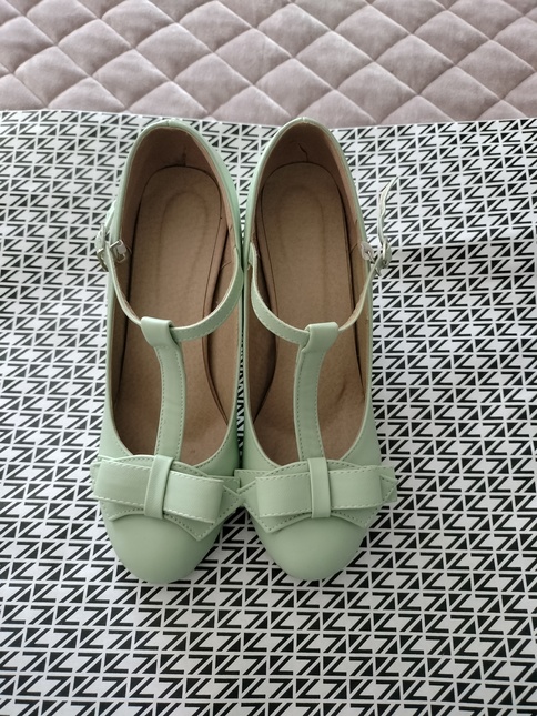 Mint/Pistachio Green Heels with Bow and Strap - Shoes - Lace Market ...