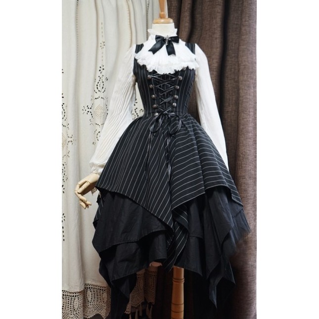Surface Spell Gothic - pinstripe JSK - plus size - Jumperskirt - Lace ...