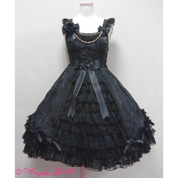 *final price* Angelic Pretty Princess of Roses JSK in Black (rare!) - Dresses - Lace Market ...