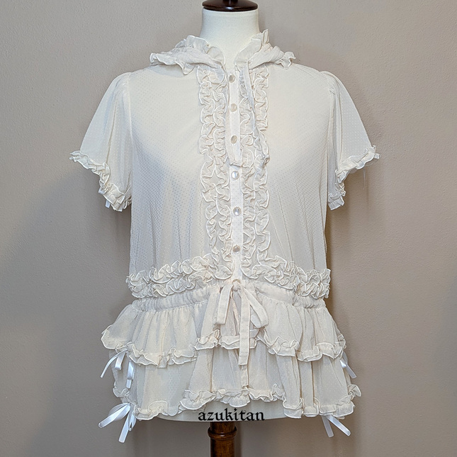 [FREE US SHIP] Physical Drop Over Blouse with Hood, ivory - Tops - Lace ...