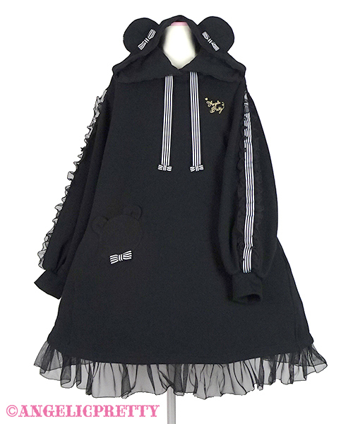Black x White Bear Ribbon Cutsew OP (plus-sized friendly) - Dresses ...