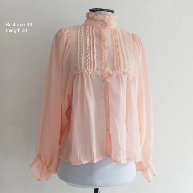 Peach sheer chiffon blouse | Free international shipping - Blouses ...