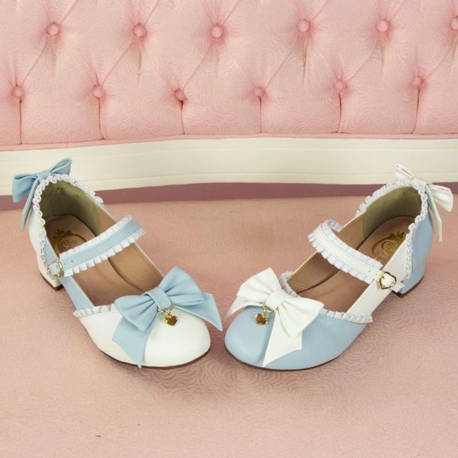 CCF Cotton Candy Feet US 8 Sax and White Frilly Magical Bow Shoes Mixed ...