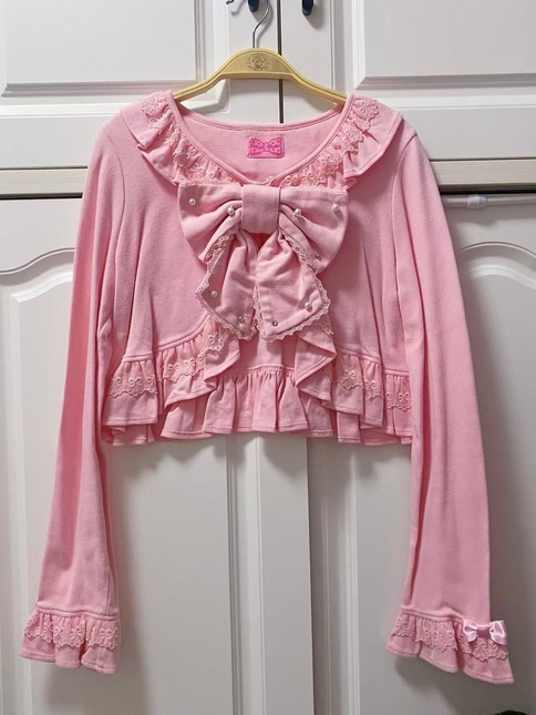 Angelic Pretty Princess Ruffle Sparkle Bolero Pink - Outerwear - Lace ...