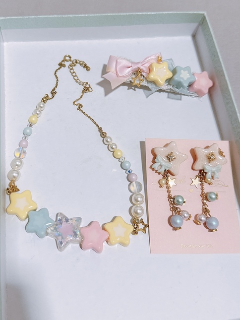 Handmade macaroon star accessories set - Hair Clips and Pins - Lace ...