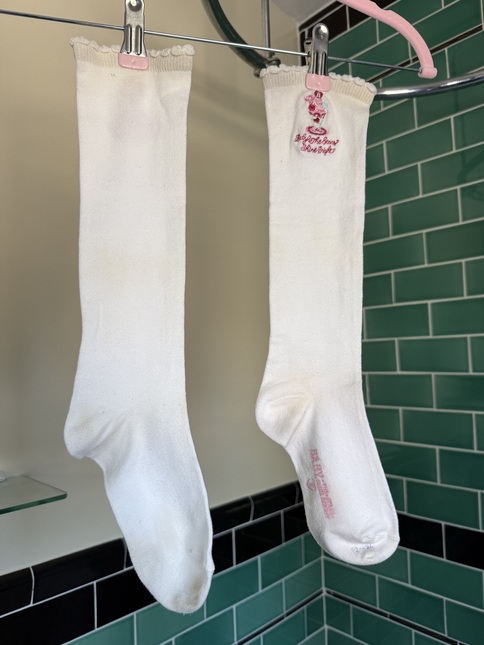 Stained Creamy Soda Pop Knee Socks-Off White - Socks and Tights - Lace ...