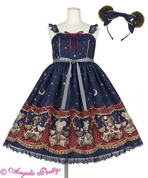 Angelic Pretty Dream Bear Special JSK KC Cape Set Navy - Jumperskirt ...