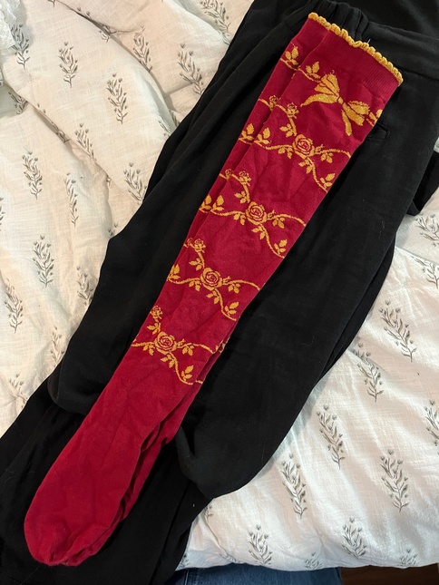 Enchanted Dreamwear Bordeaux/Gold rose OTKs - Socks and Tights - Lace ...