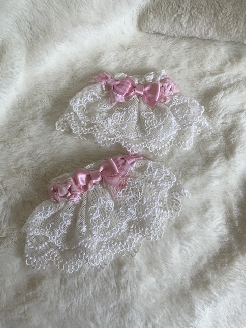 RESERVED Angelic Pretty Melody Ribbon Wrist Cuffs Pink 2014 frayed ...