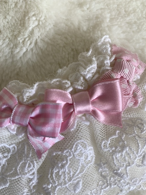 RESERVED Angelic Pretty Melody Ribbon Wrist Cuffs Pink 2014 frayed ...