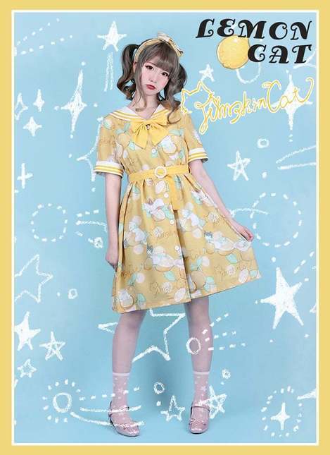 [$ bidding start!!] Pumpkin Cat Lemon Cats sailor style in yellow size ...