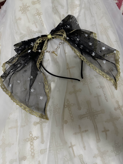 Star Print Bow - Hair Accessories - Lace Market: Lolita Fashion Sales