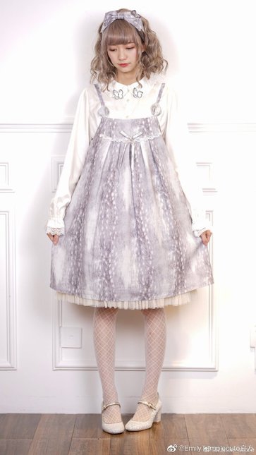 Emily Temple Cute Fawn Fur Special JSK Bambi Print - Jumperskirt - Lace ...