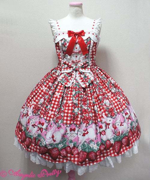 Ribbon Berry Bunny JSK - Red - Dresses - Lace Market: Lolita Fashion Sales