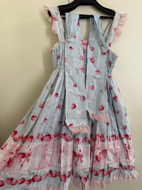 AP Cherry Berry Bunny Chest Ribbon JSK in sax+Headbow - Jumperskirt ...