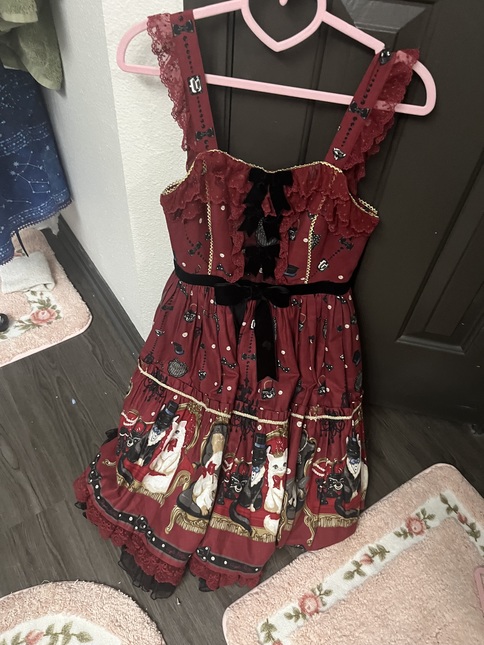 Angelic Pretty Princess Cat Tiered JSK in Red - Jumperskirt - Lace ...