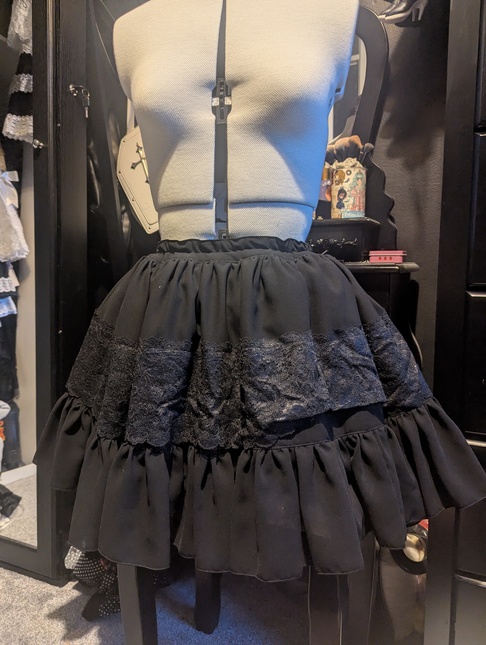 Marble Frill Back Long Volume Skirt black - Skirts - Lace Market ...