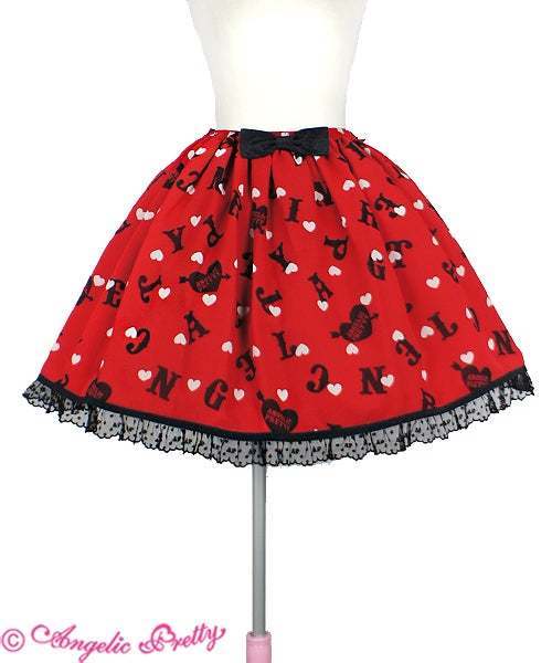 PLUS SIZE FRIENDLY Angelic Pretty Letter Doll Skirt in Red - Skirts ...