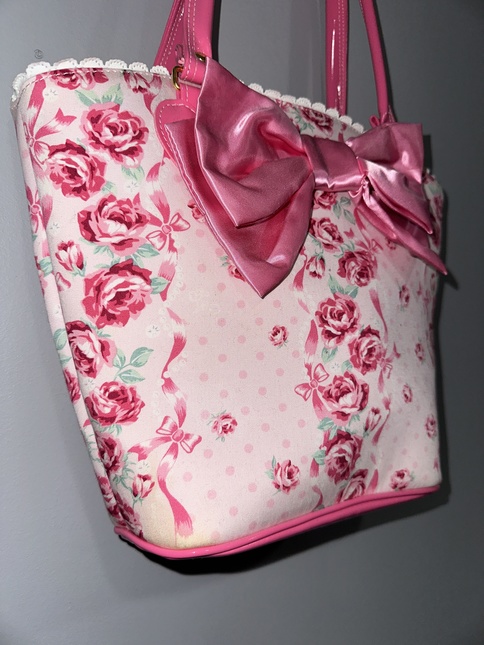 Angelic Pretty Lady Rose Tote Bag - Pink *Stain* - Bags and Purses ...