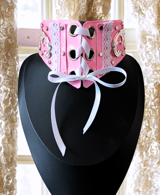 Handmade vinyl choker pink - Jewelry - Lace Market: Lolita Fashion Sales