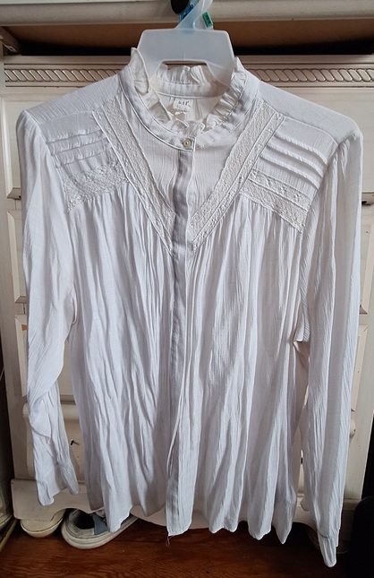 Sheer White Lace Button-up (Plus-Size / US XXL) - Blouses - Lace Market ...