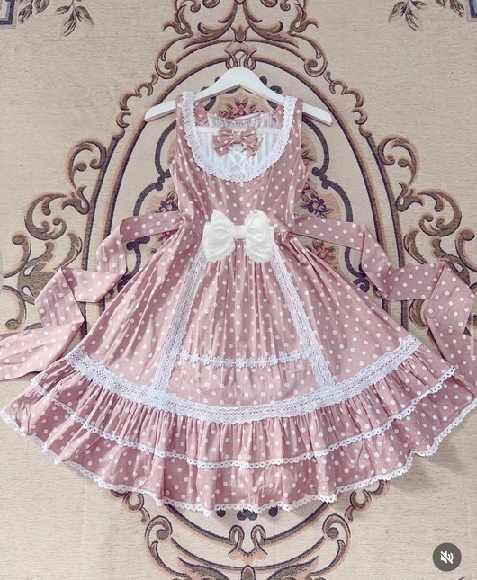 *Relist*Bodyline Sweet Polkadot Oldschool JSK in Shell Rose - Dresses ...
