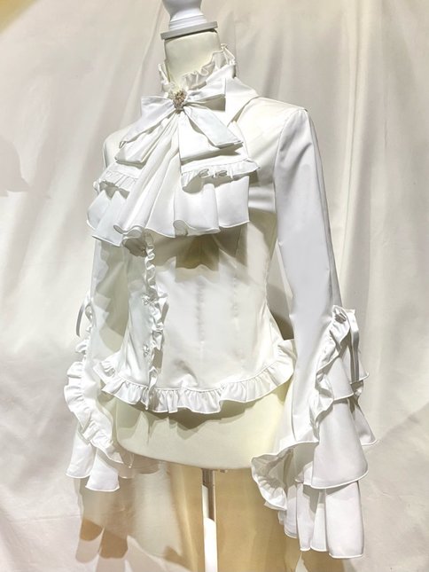 Marble Princess Sleeve Blouse White with Jabot - Blouses - Lace Market ...
