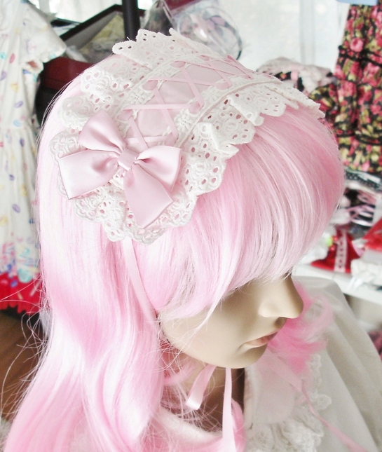 Bodyline White (owh) Rose Pattern Cut Lace Ribbon Headdress (Acc964 ...