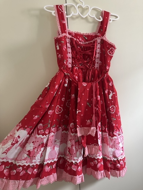 *Rare*AP Cherry Berry Bunny Heart JSK in red - Jumperskirt - Lace ...