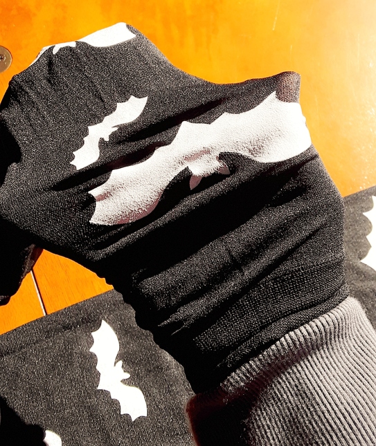 Bodyline Black and White Bat Pattern Nylon OTKs NWOT - Socks and Tights ...