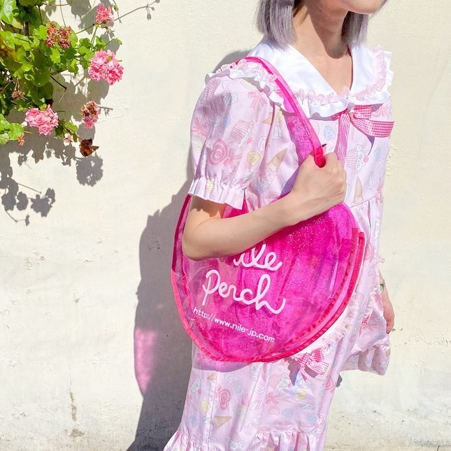 Nile Perch Heart Glitter Vinyl Bag Tote Clear Heart Bag - Bags and ...