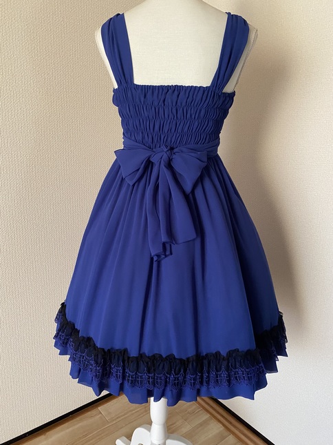 Moi-meme-Moitie Front Cross Chiffon JSK navy x black - Jumperskirt ...