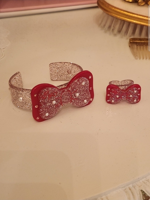 Angelic Pretty Red Ribbon Bangle and Ring Set - Jewelry - Lace Market ...