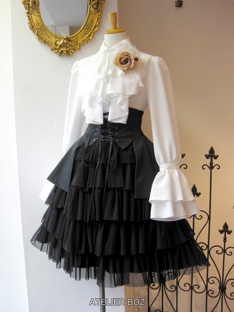 Atelier Boz unknown chiffon skirt black - Skirts - Lace Market: Lolita ...