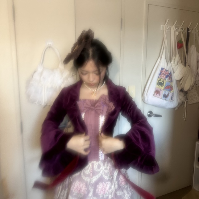 Handmade Velveteen purple bolero jacket with princess sleeve - Boleros ...