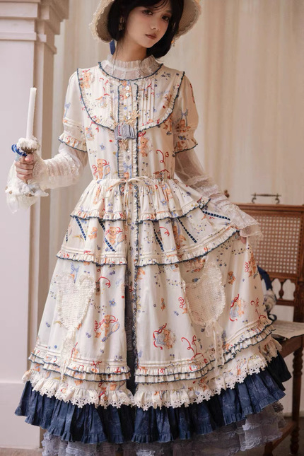 Gloaming Blue Bear OP Dress + Matching Waist Tie (Size S) - One Piece ...